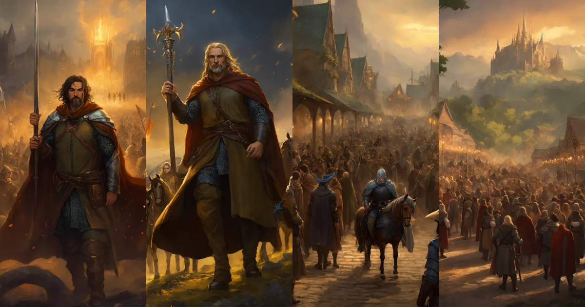 Lexica - Could you generate fantasy crowd scene , with lots of ...