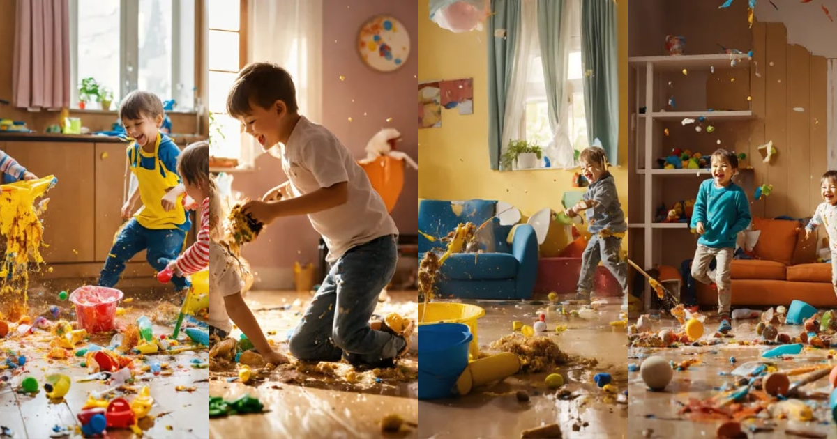 Lexica - Six cheerful and active children make a mess of their house