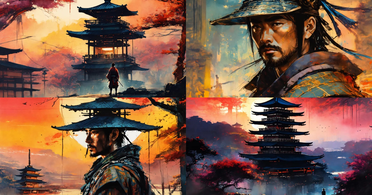 Lexica - Portrait of ronin samurai, traditional Japanese shinobi Pagoda ...