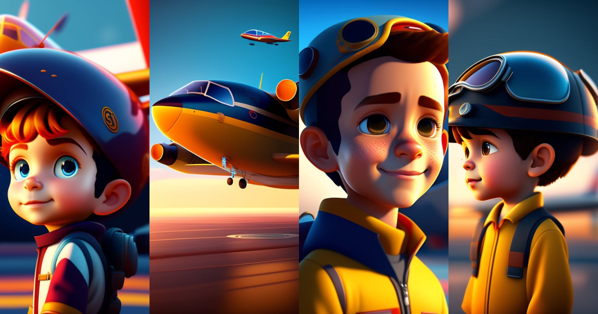 Lexica - Boy Aeroplane pilot, pixar style, 3d style, disney style, 8k ...