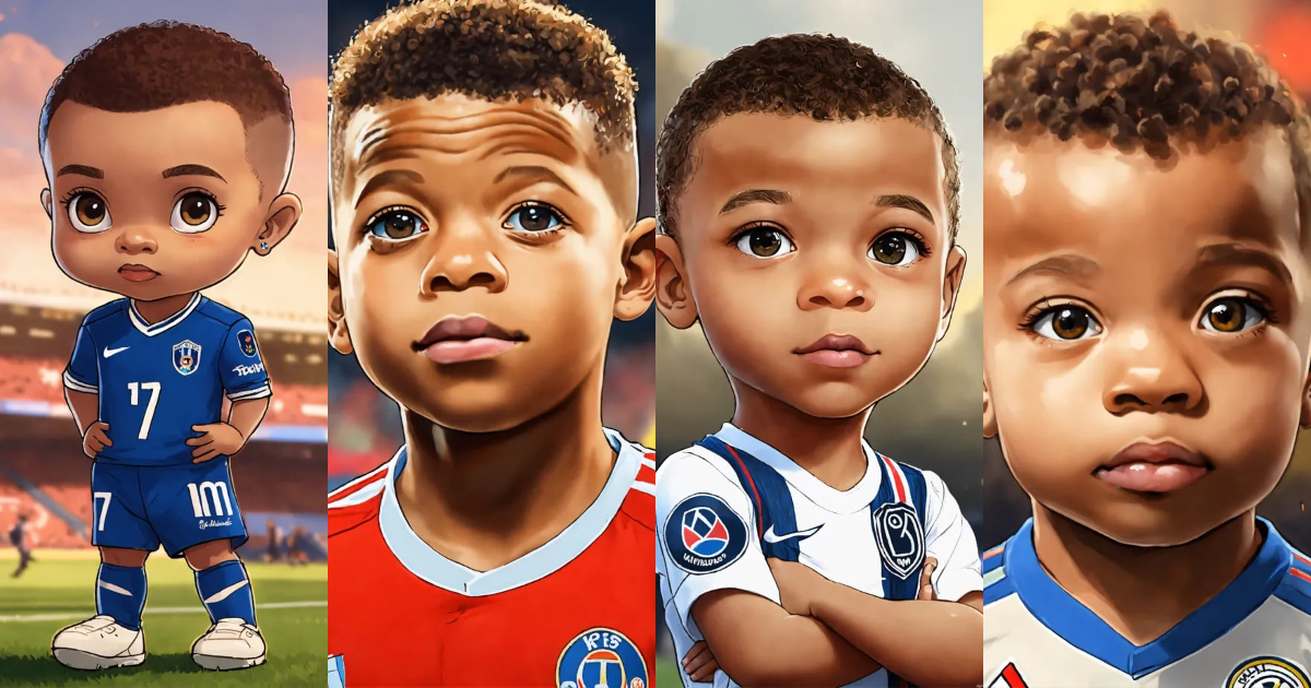 Lexica - Kylian mbappé cute baby cartoon realist big eyes