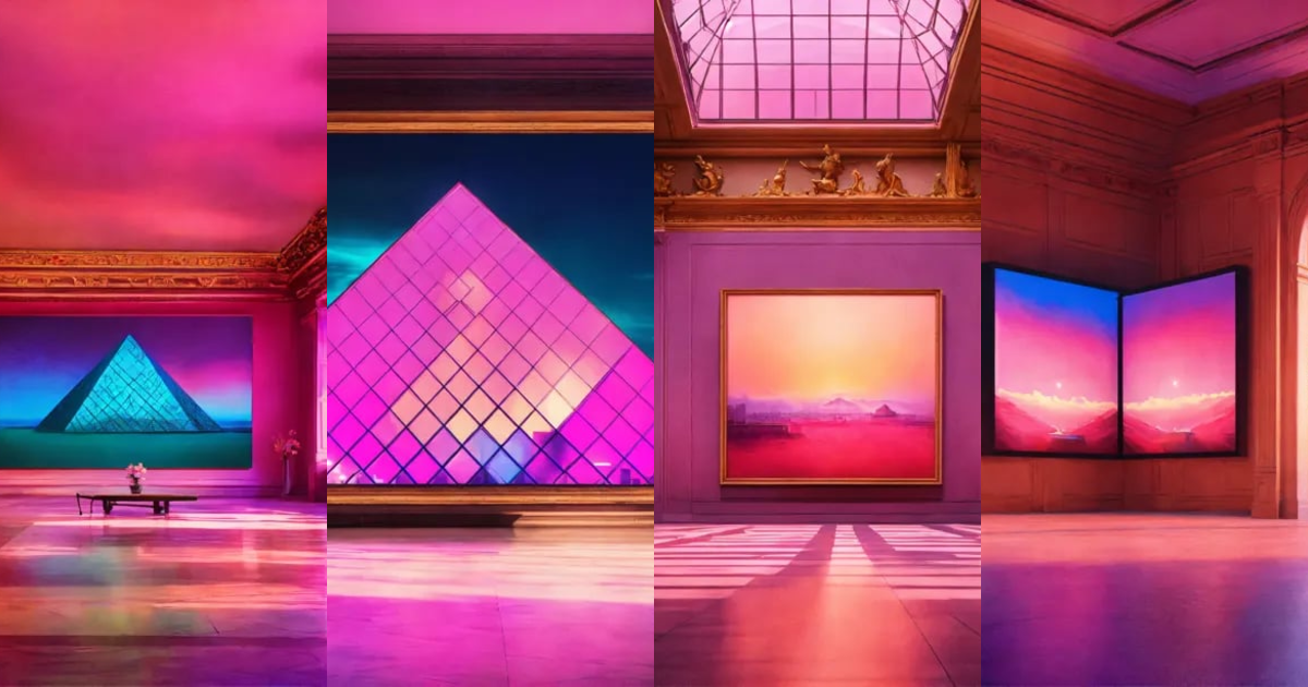 Lexica - Large room at the louvre with massive framed painting on the ...