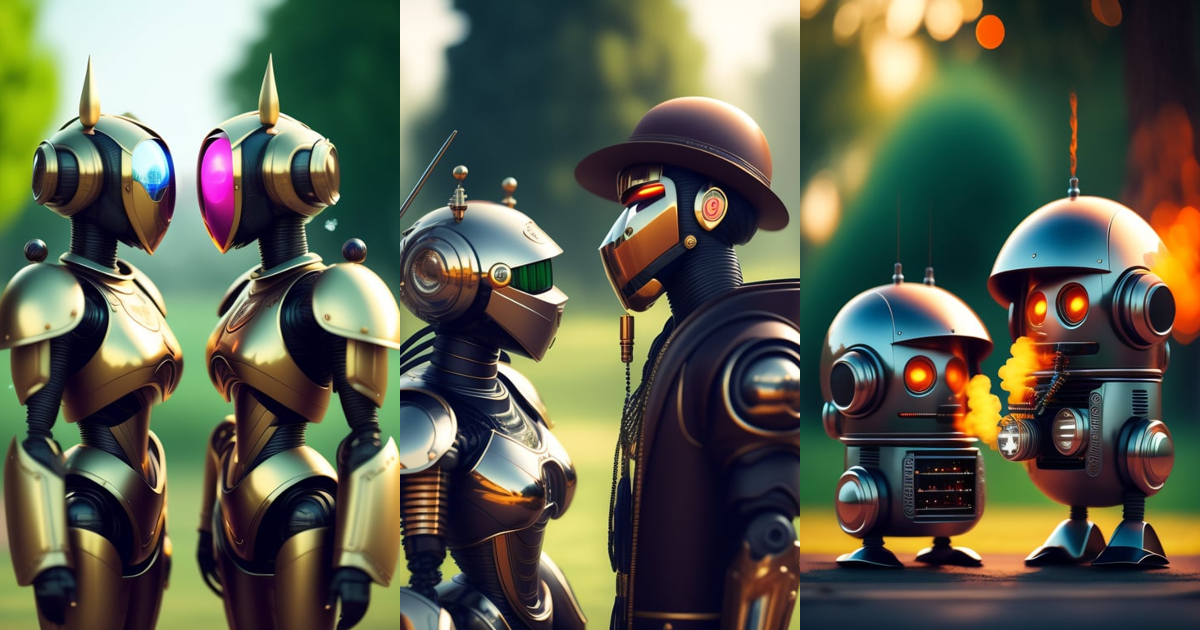 Lexica - Two robots smoking in the park, anime style, 8k