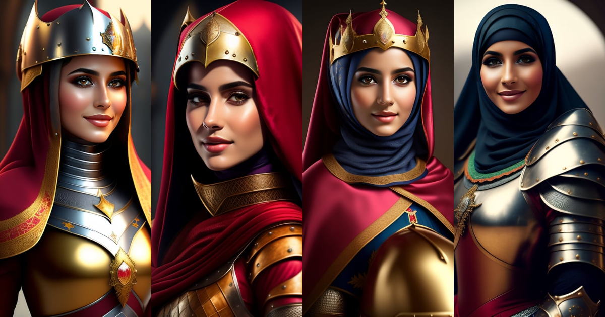 Lexica - Cute hijab girl wearing medieval royal knight armor