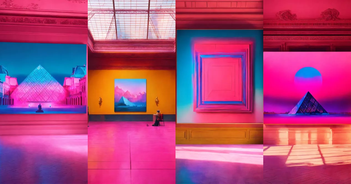 Lexica - Large room at the louvre with massive square painting on the ...
