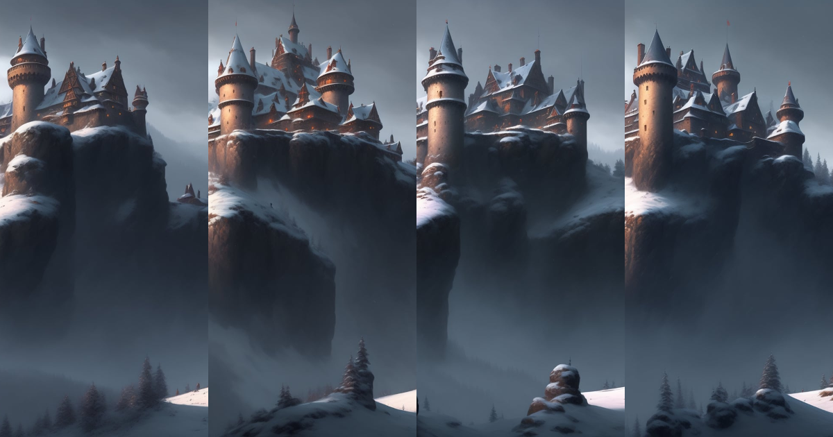 Lexica - Medieval castle on top of a mountain, artstation, jakub rozalski