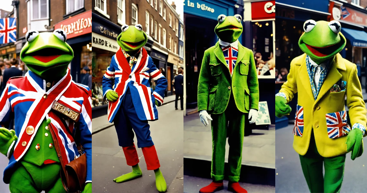 Lexica - A photo of kermit the frog as a mod with an union-jack jacket ...