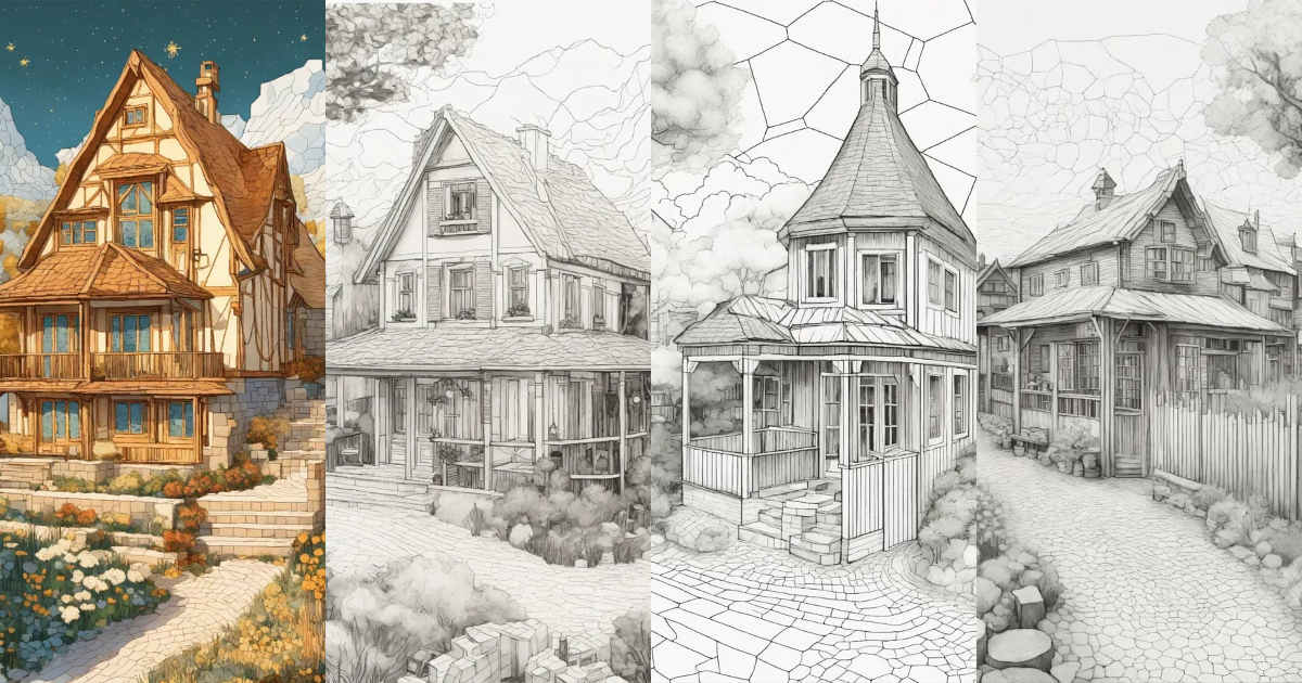 Lexica - Isometric projection,Vincent Van Gogh Style, fine pen line art ...