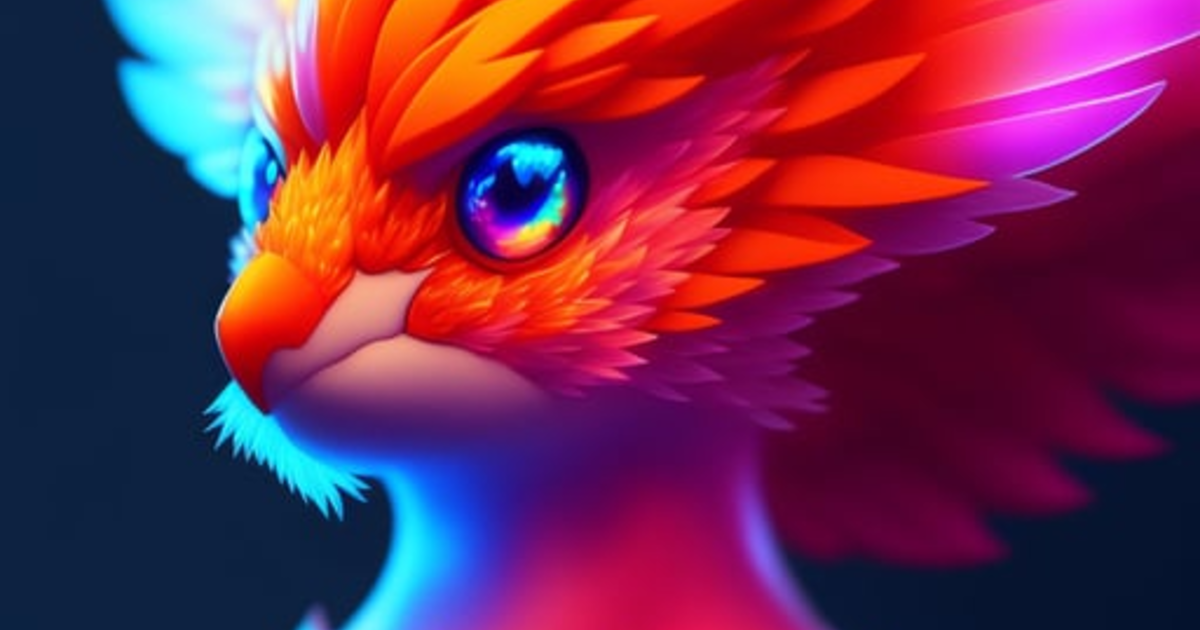 Lexica - Luminescent neon A cute adorable baby phoenix made of crystal ...