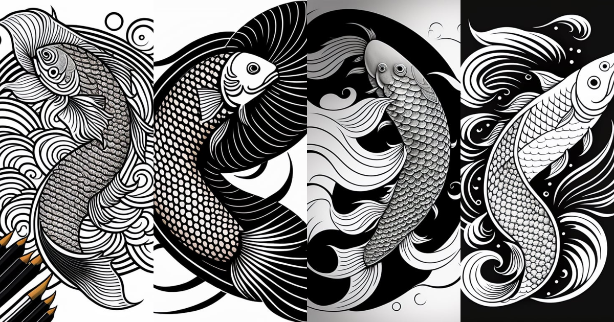 Lexica - A koi carp, irezumi, Japan, japanese style, drawing, line work ...