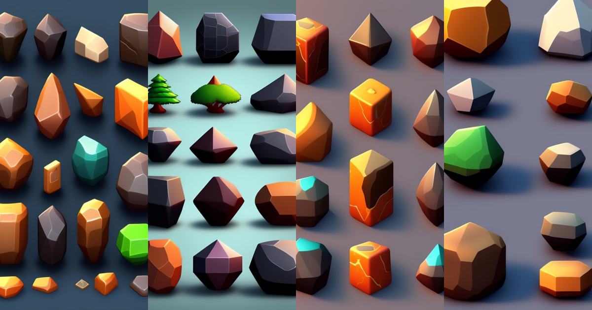Lexica - A 2 d rock game design asset pack, game assets, stylized rocks ...