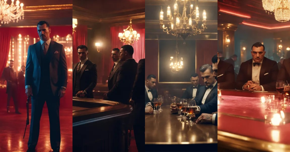 Lexica - Group of mafia gangster members in gentlemen club, smoky mood ...