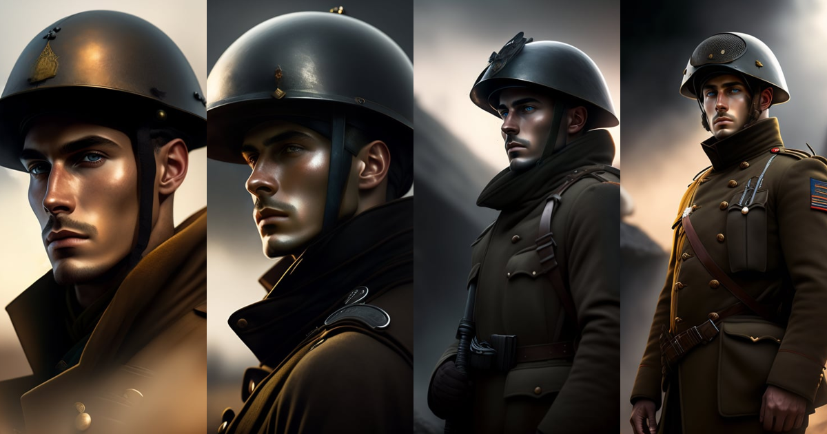 Lexica - Ww1 trench soldier with helmet portrait, digital art ...