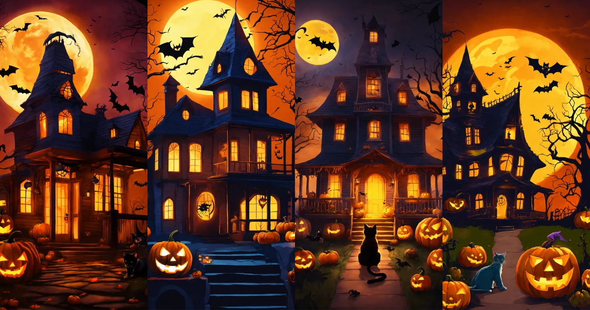 Lexica - A mysterious Halloween party at a spooky haunted house with ...
