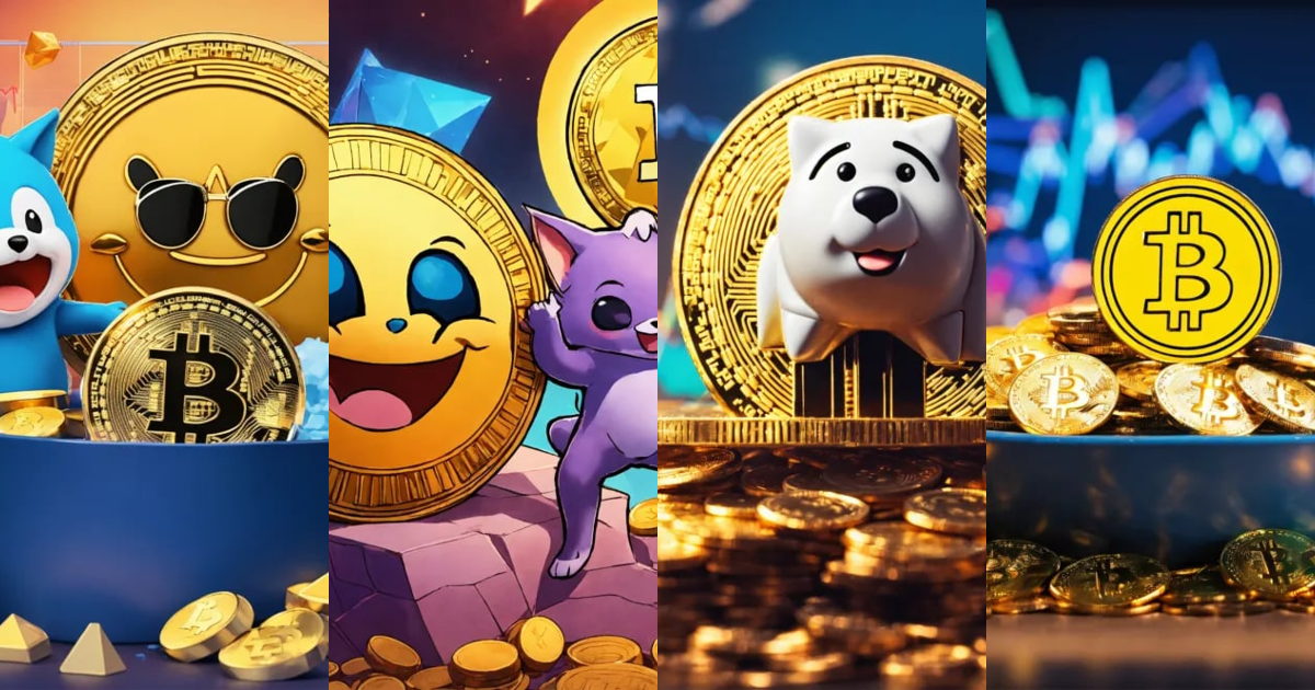 Lexica - Bitcoin and ethereum mascot having a good time in a top of pile of crypto below it with ...