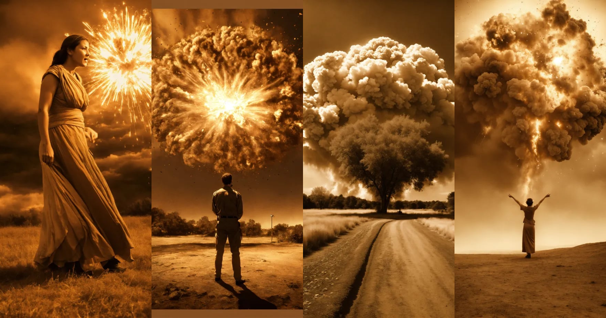 Lexica - Explosion of Hope, personified, sepia