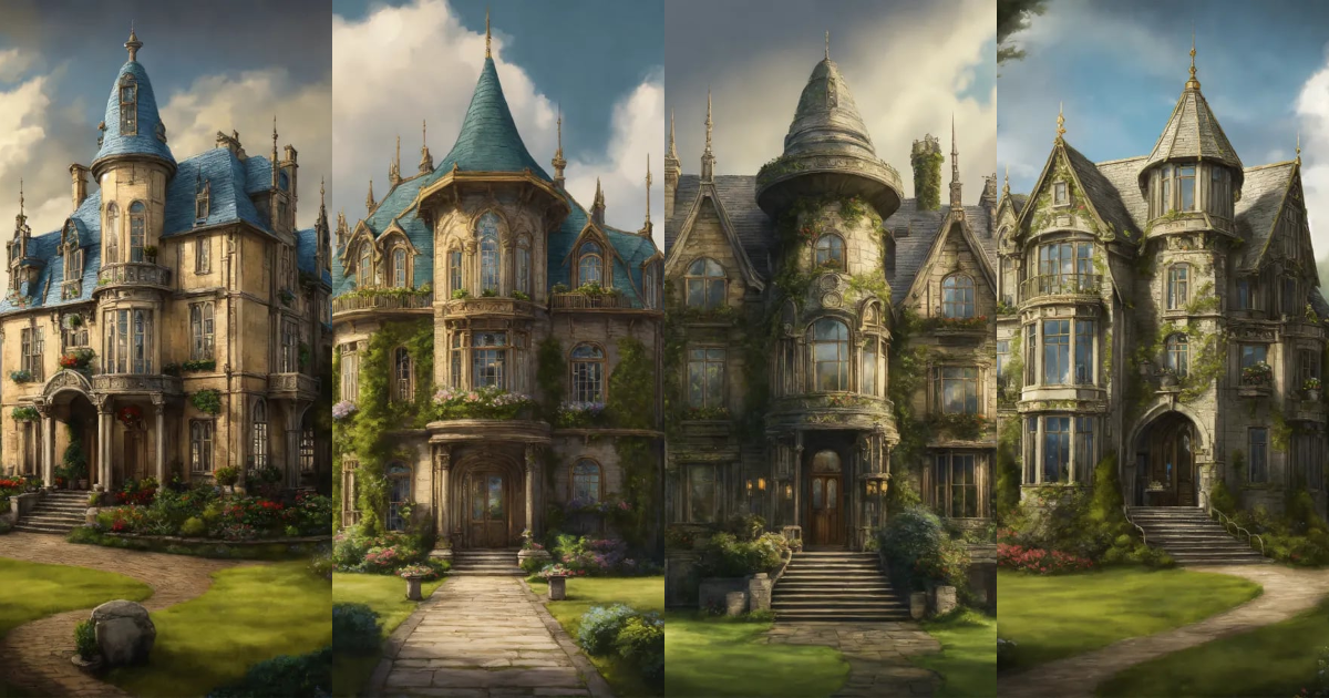 Lexica - Drawing of a fully shown elegant high elf sci fi mansion in ...