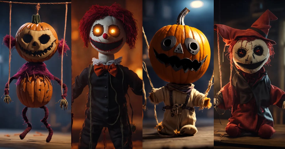 Lexica - Scary puppet on a string, halloween, unreal engine render, 8k