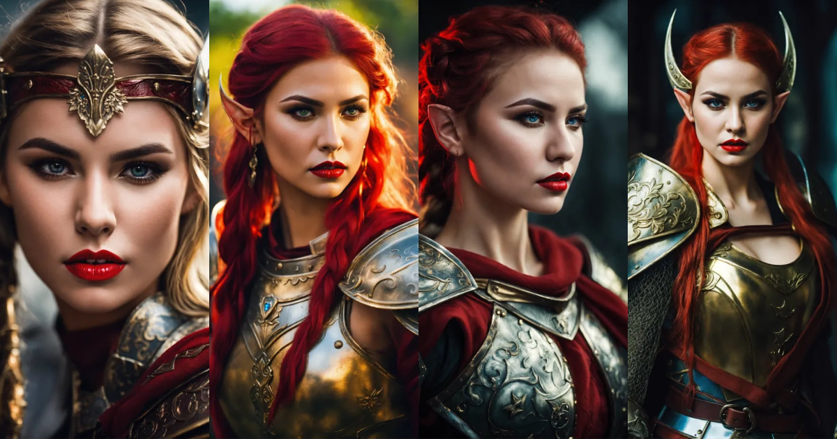 Lexica - Photo quality portrait of beautiful female elf warrior knight ...