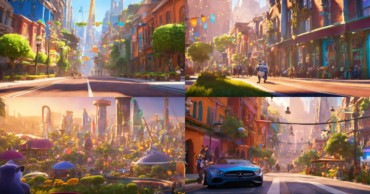 Lexica - A zootopia metropolis with bright colors, talking animals ...