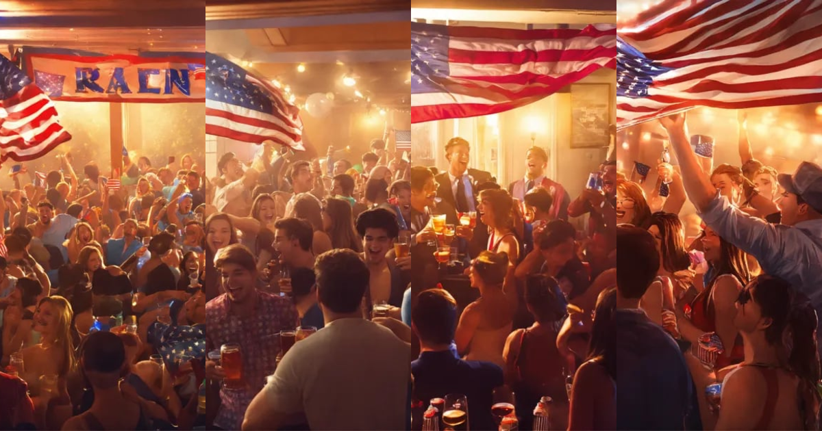 Lexica - Create a poster for a party USA themed. It must show people ...