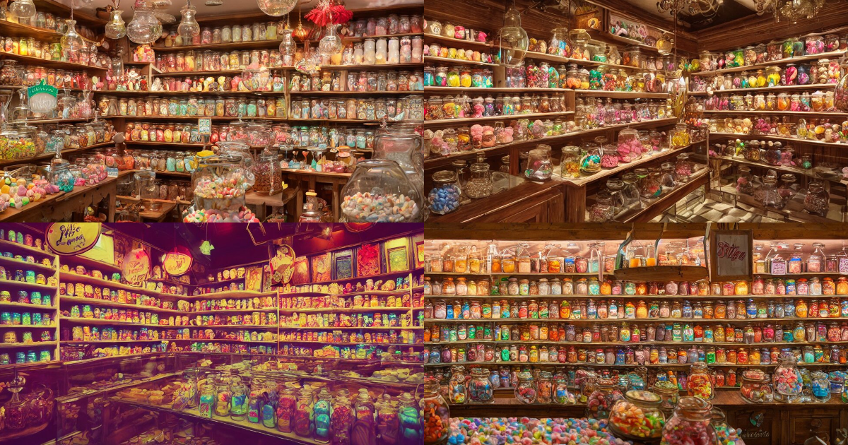 Lexica - Inside an old fashioned sweet shop, large jars on shelves ...