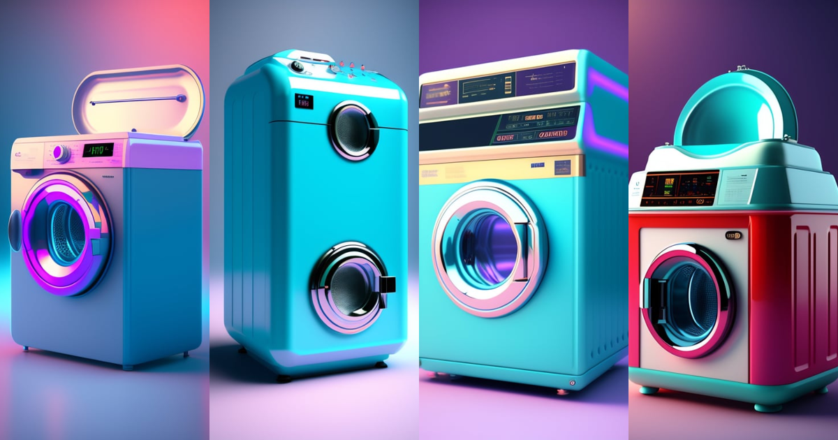 Lexica - Vintage personal washing machine devices, 1990s, c4d render ...
