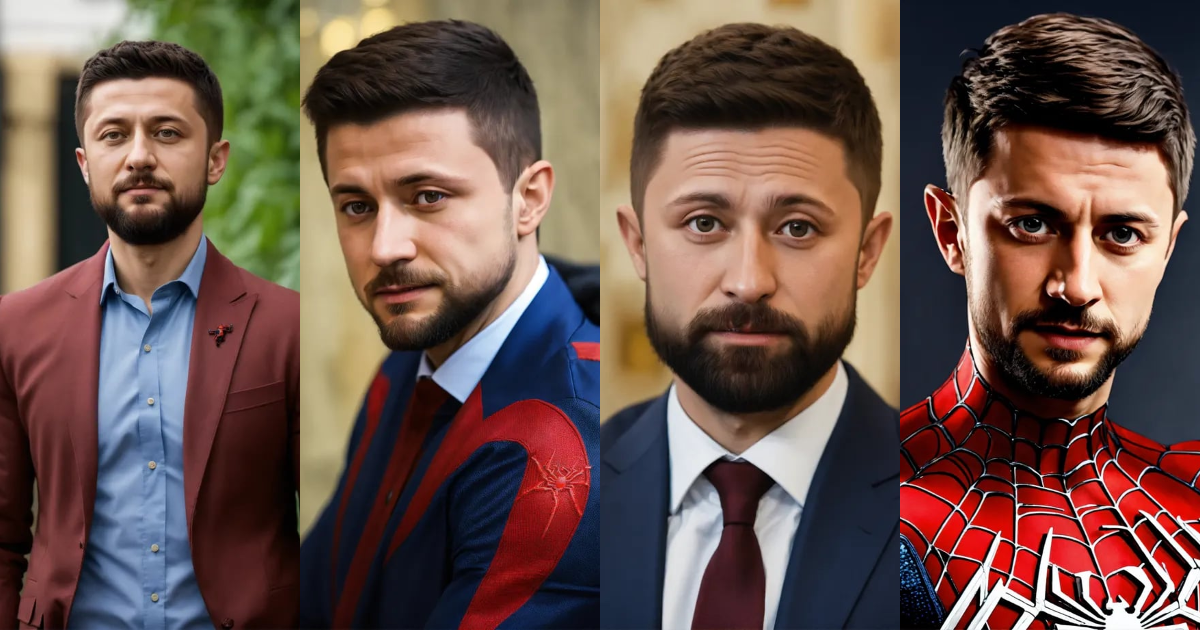 Lexica - Volodymyr Zelenskyj Spider-man with short beard