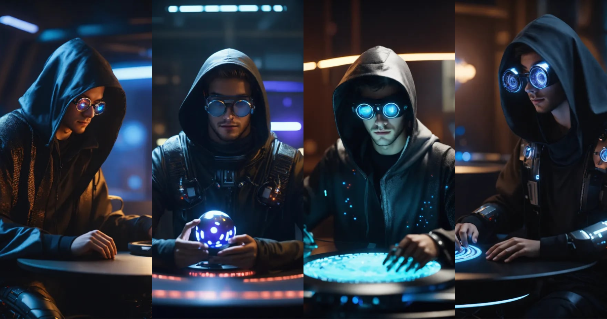 Lexica - Nerdy 25 year old male cyborg hacker wearing futuristic ...