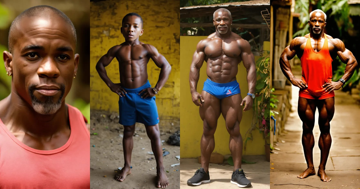 Lexica - Shrunk tiny old Haitian bodybuilder kali