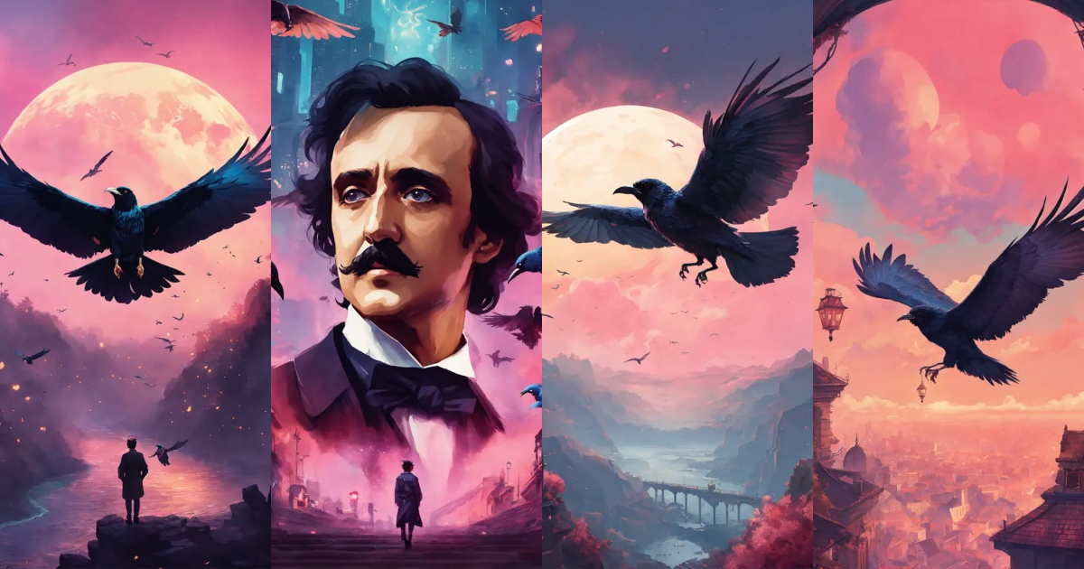 Lexica - A hyper detailed illustration of a print of a Edgar Allan Poe ...