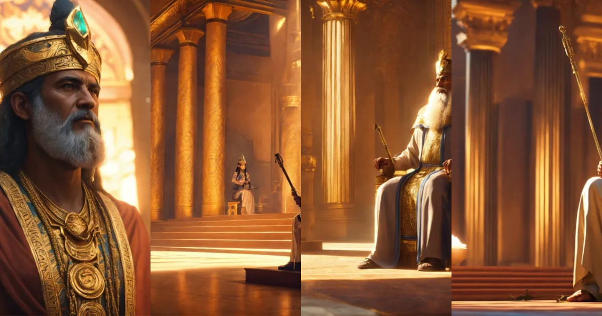 Lexica - Old Moses with his staff, talking to Pharaoh Rameses, inside ...