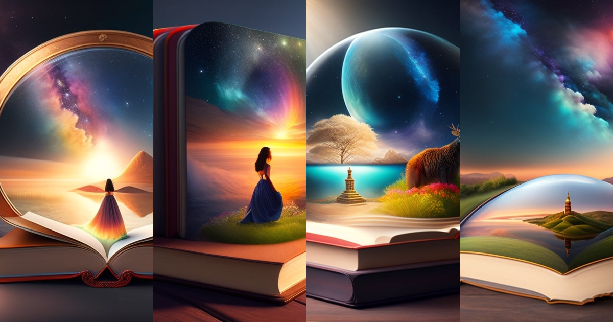 Lexica - Visualize a mesmerizing scene where a book stands open on a ...