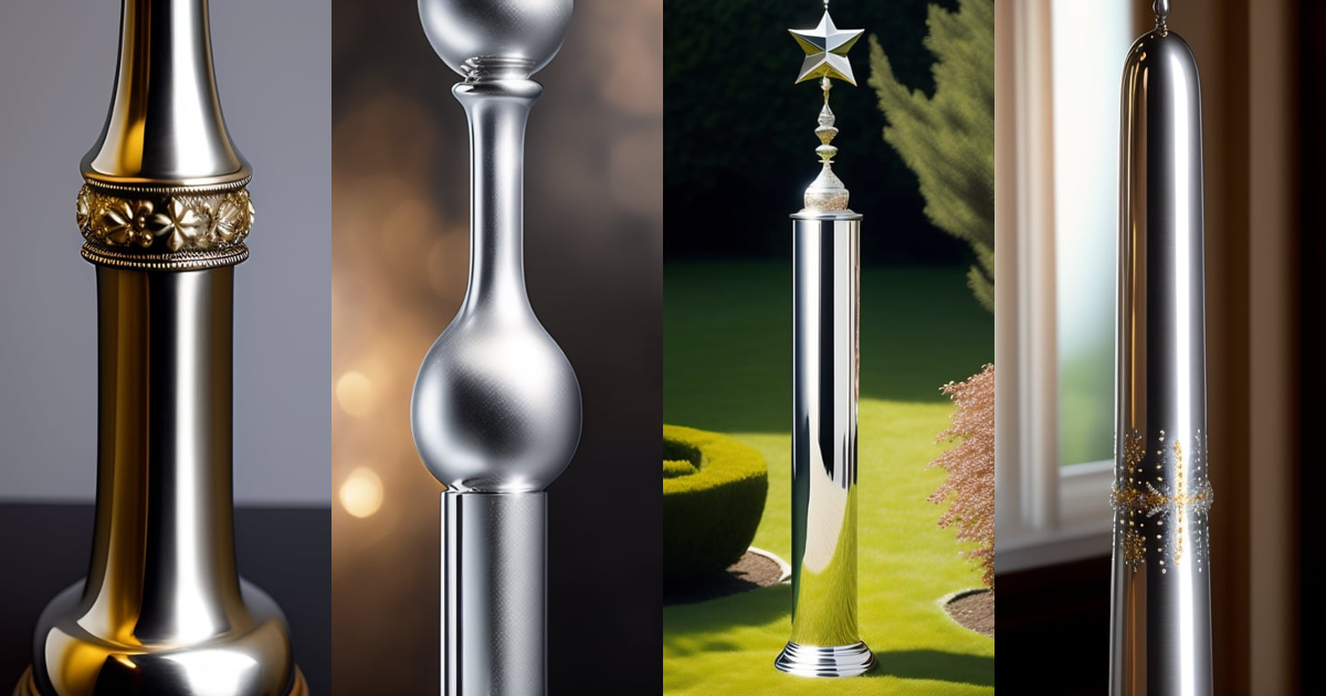 Lexica - Tall silver staff with starlight on top, photo