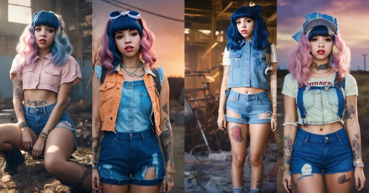 Lexica - Melanie Martinez, post apocalyptic, wearing denim shorts ...