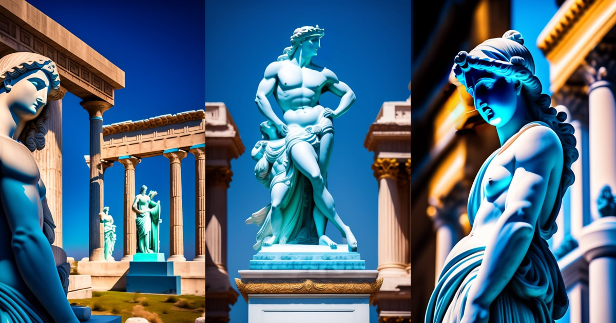Lexica - Greek statues with blue background