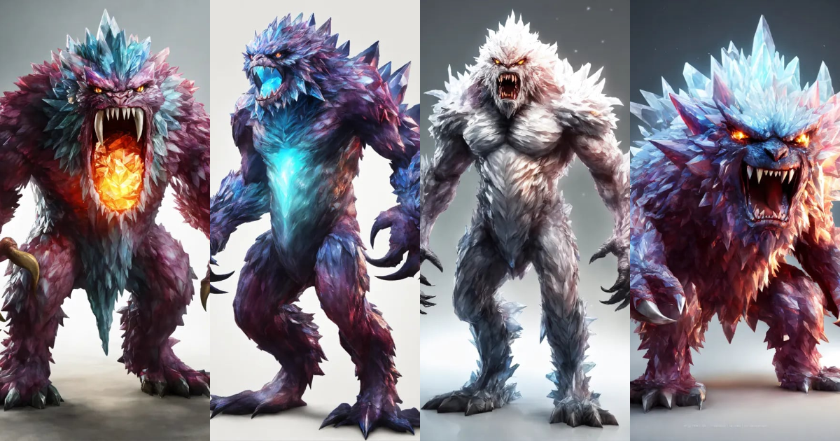 Lexica - Angry crystal monster; full body; ultra-realistic; solid white ...