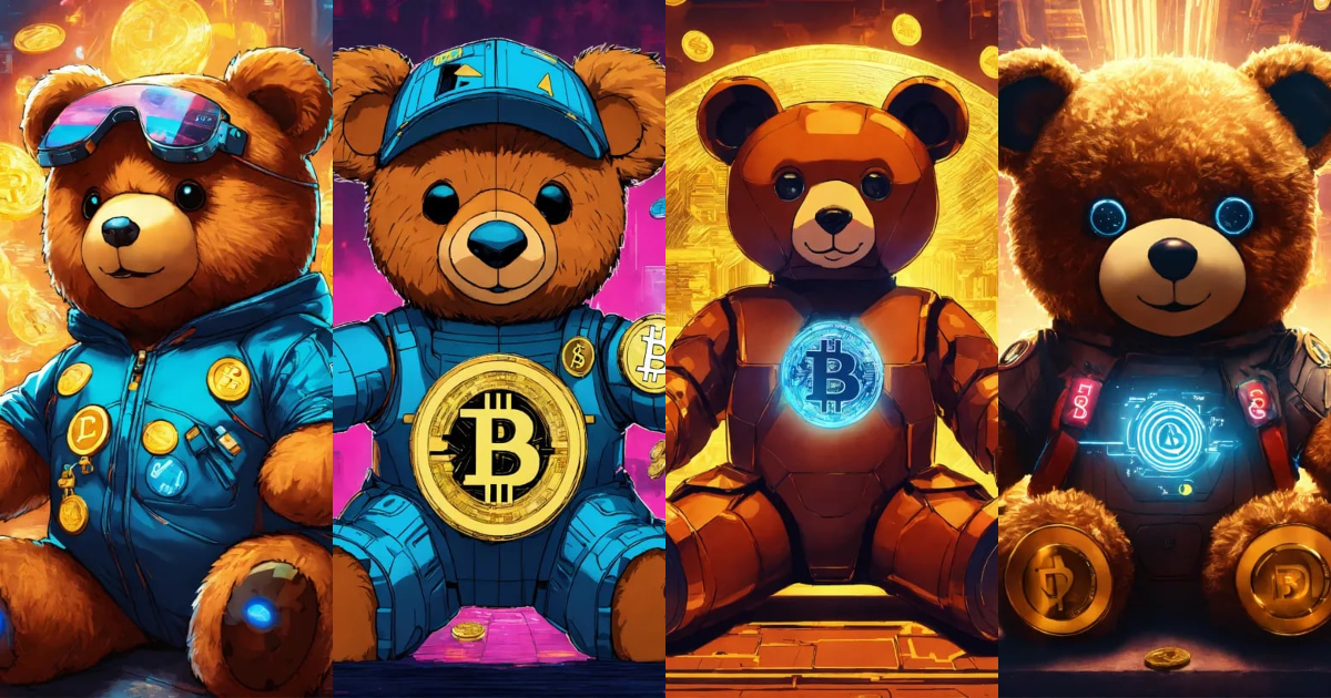 Lexica - Cyberpunk advertising poster of teddy bear , surrounded by ...