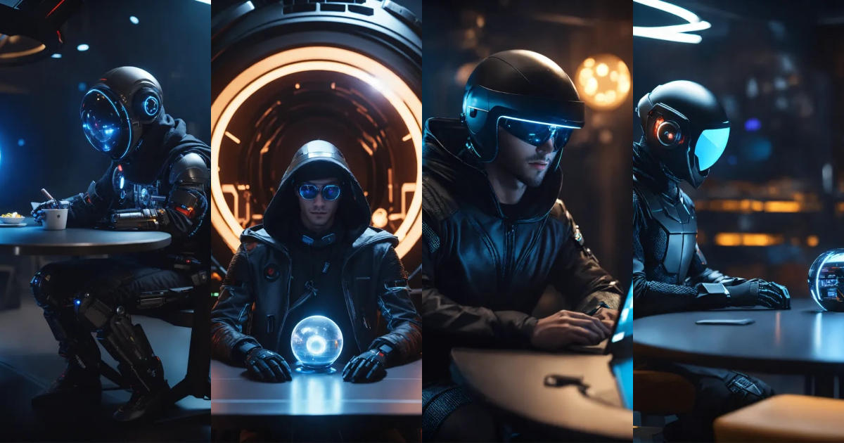 Lexica - Nerdy 25 year old male cyborg hacker wearing futuristic ...
