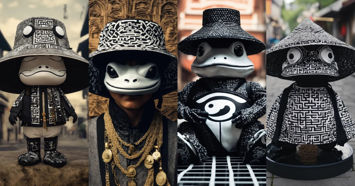 Lexica - A toad made out of a 3d black and white optical illusion, ying ...