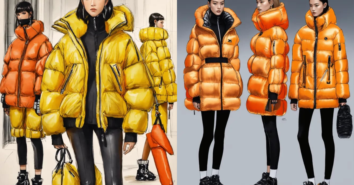 Lexica - Product design sketch marker Fall winter 2025 puffed jacket ...