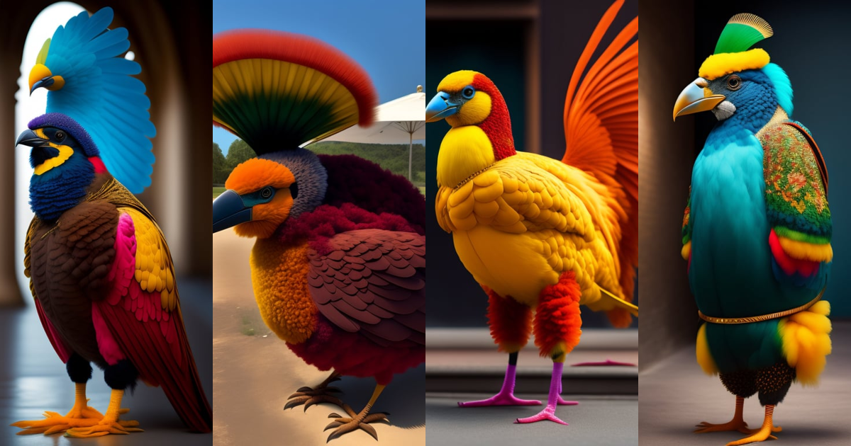 Lexica - A human-sized bird, dressed like flava flave, seen from the ...