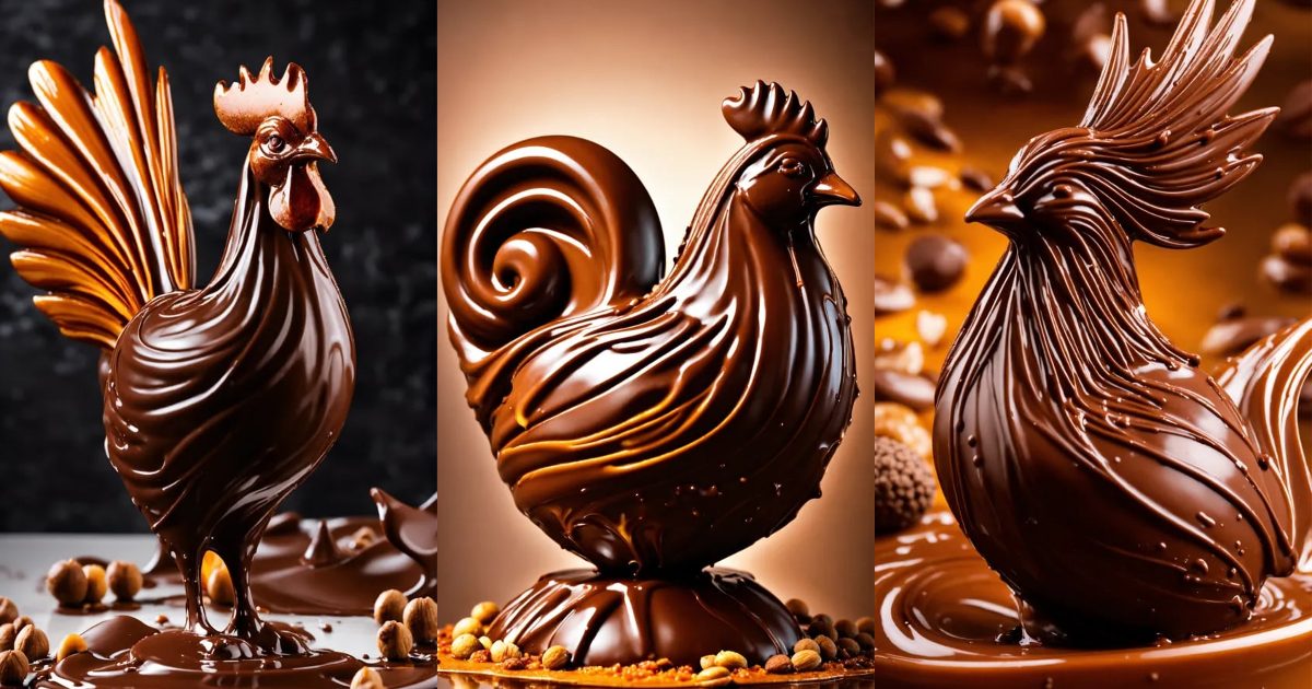Lexica - Chocolate hen chocolate sculpture with swirl with spectacular ...