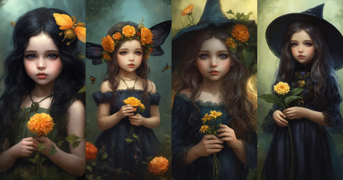 Lexica - Portrait and shot full body of a gothic cute little fairy Baby ...