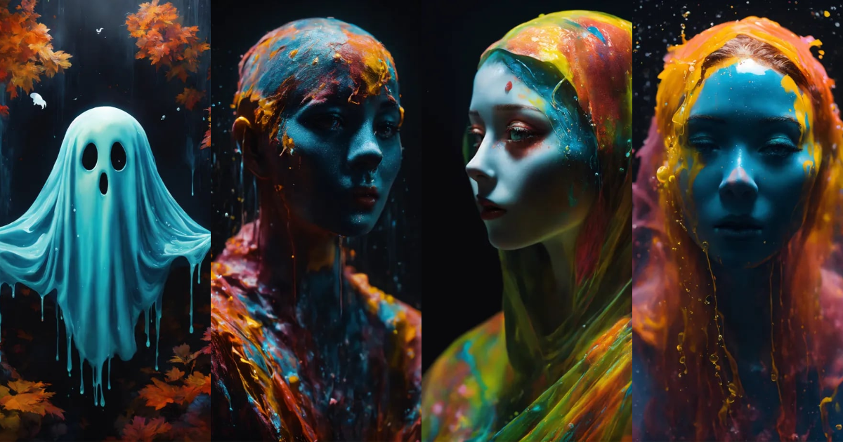 Lexica - In the midst of a pitch-black background, a medium close-up a ...