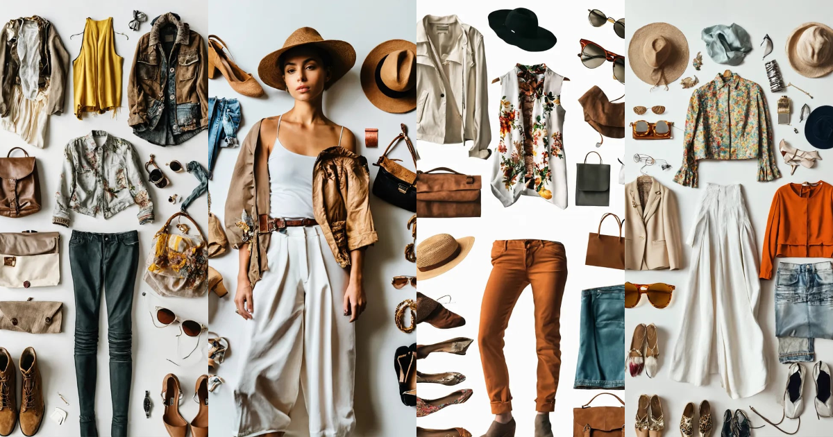 Lexica - Create realistic photo collage of fashion outfits with 5-7 ...