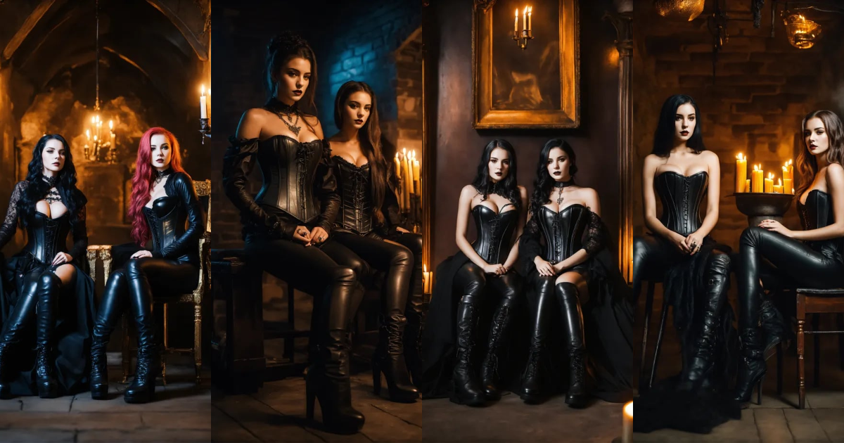 Lexica - Two stunning young gothic women sitting on thrones in a candle ...