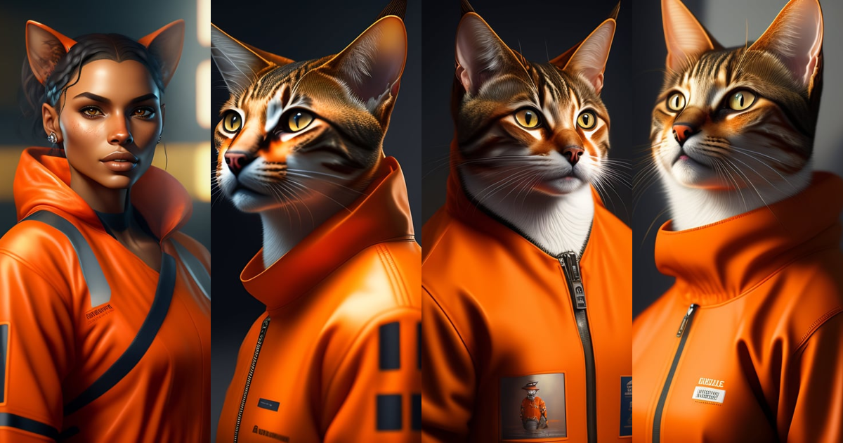 Lexica - Mugshot of a Tabby Cat wearing orange prison inmate jumpsuit ...