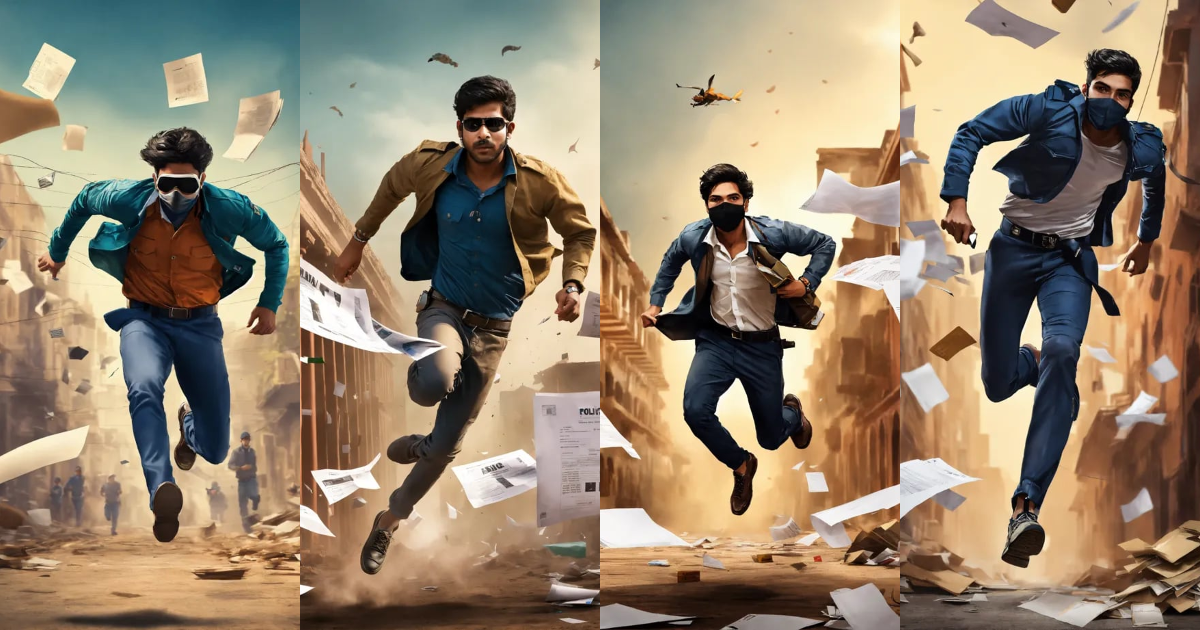 Lexica - An image an indian youth thief running away from police ...