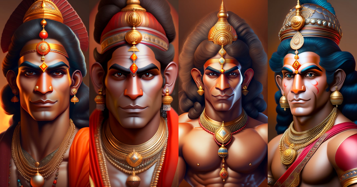 Lexica - Lord Hanuman in portrait, looking at the camera, very peaceful ...